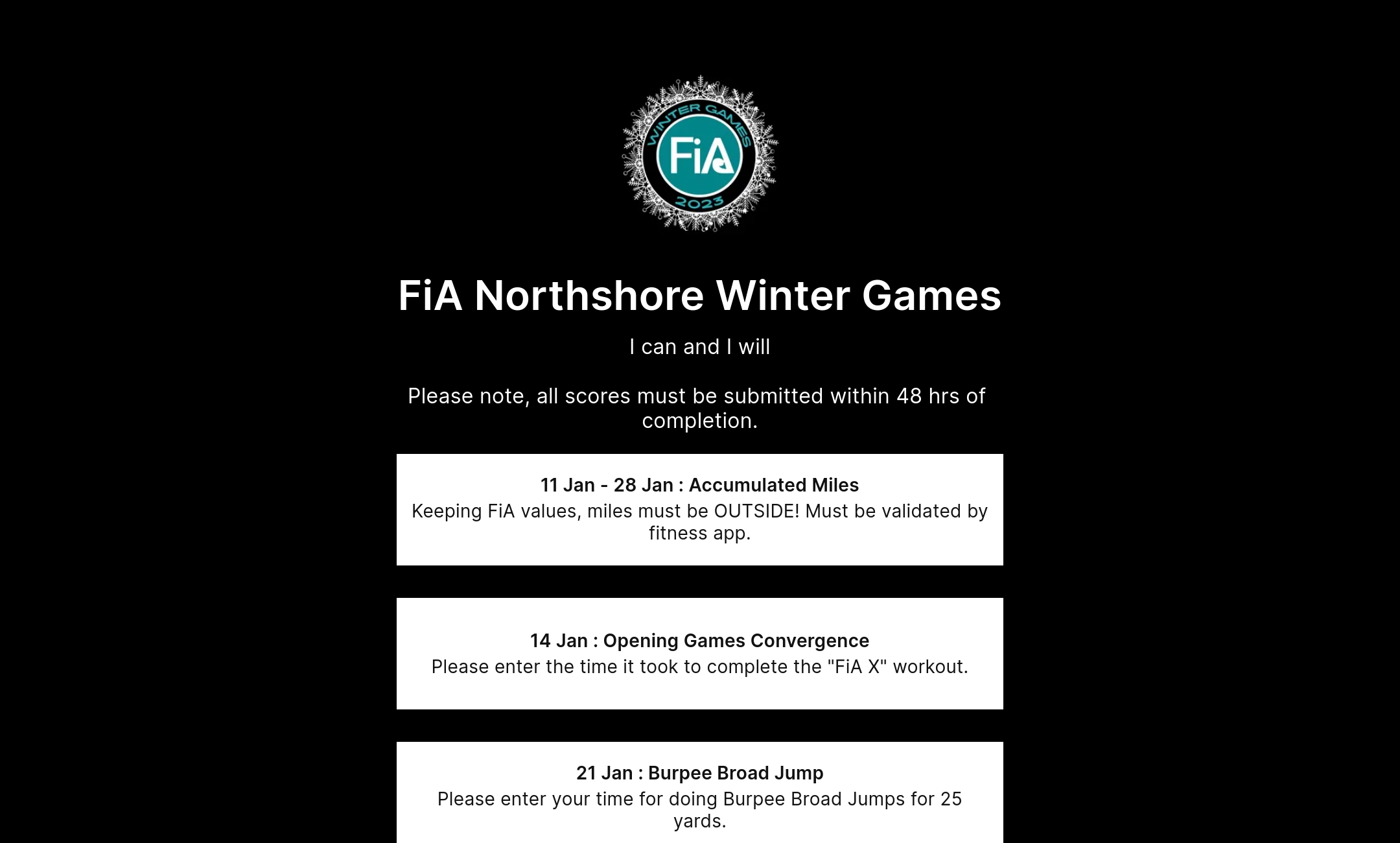 FiA Northshore Winter Games 's Flowpage