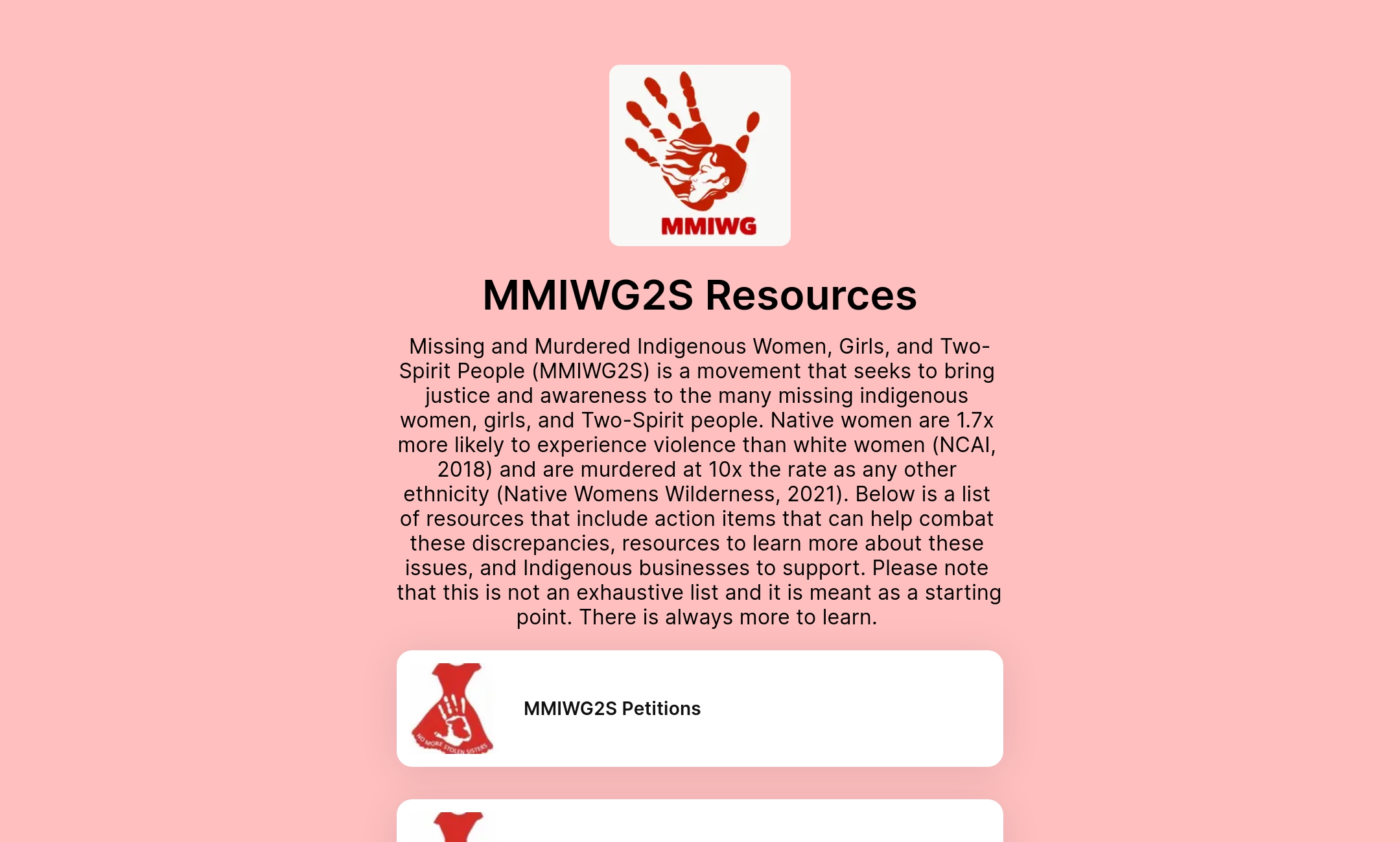 MMIWG2S Resources' Flowpage