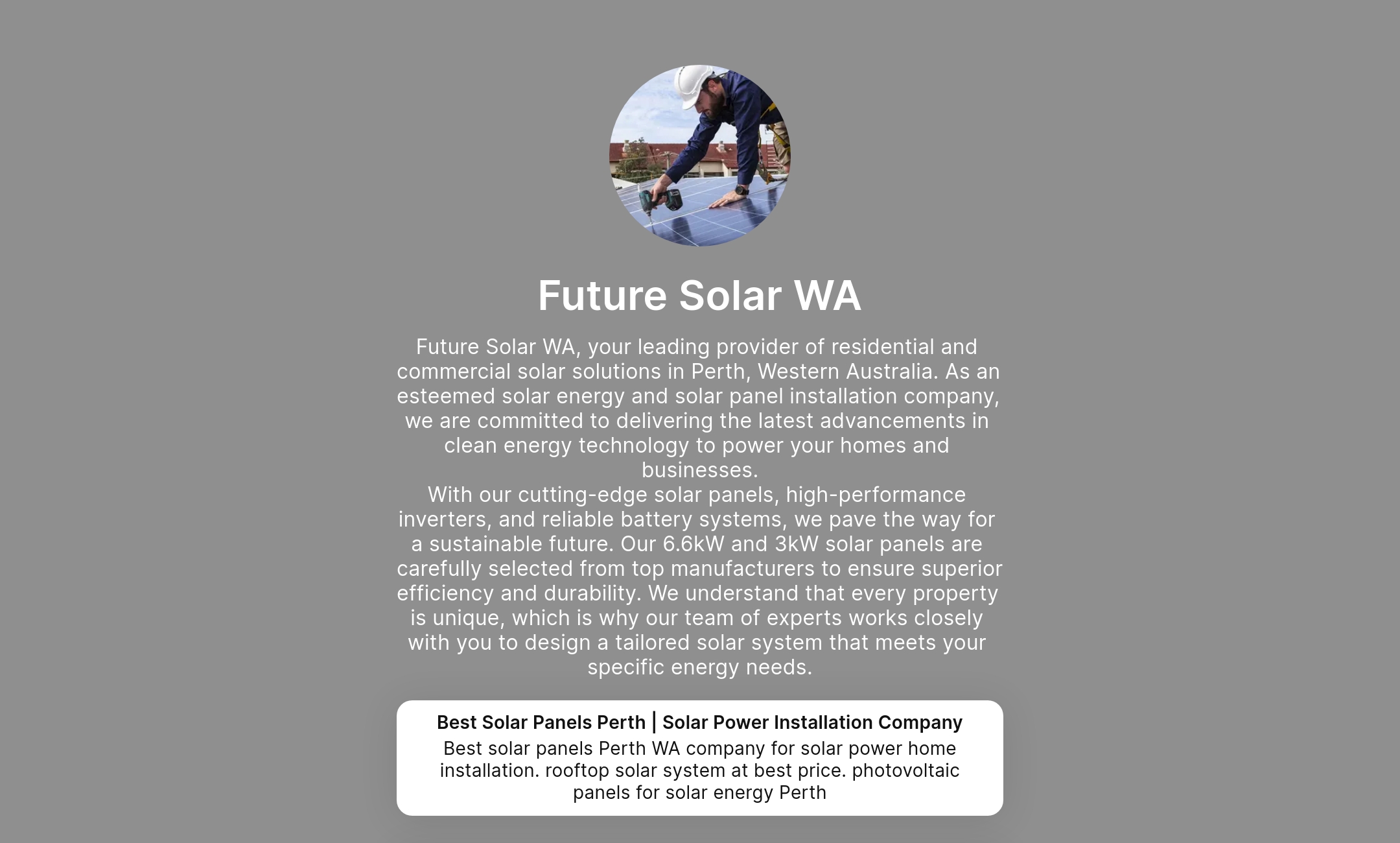 Future Solar WA's Flowpage